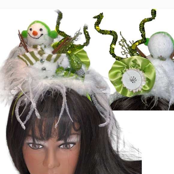 Hand Crafted | Accessories | Christmas Neon Green Snowman Headband ...